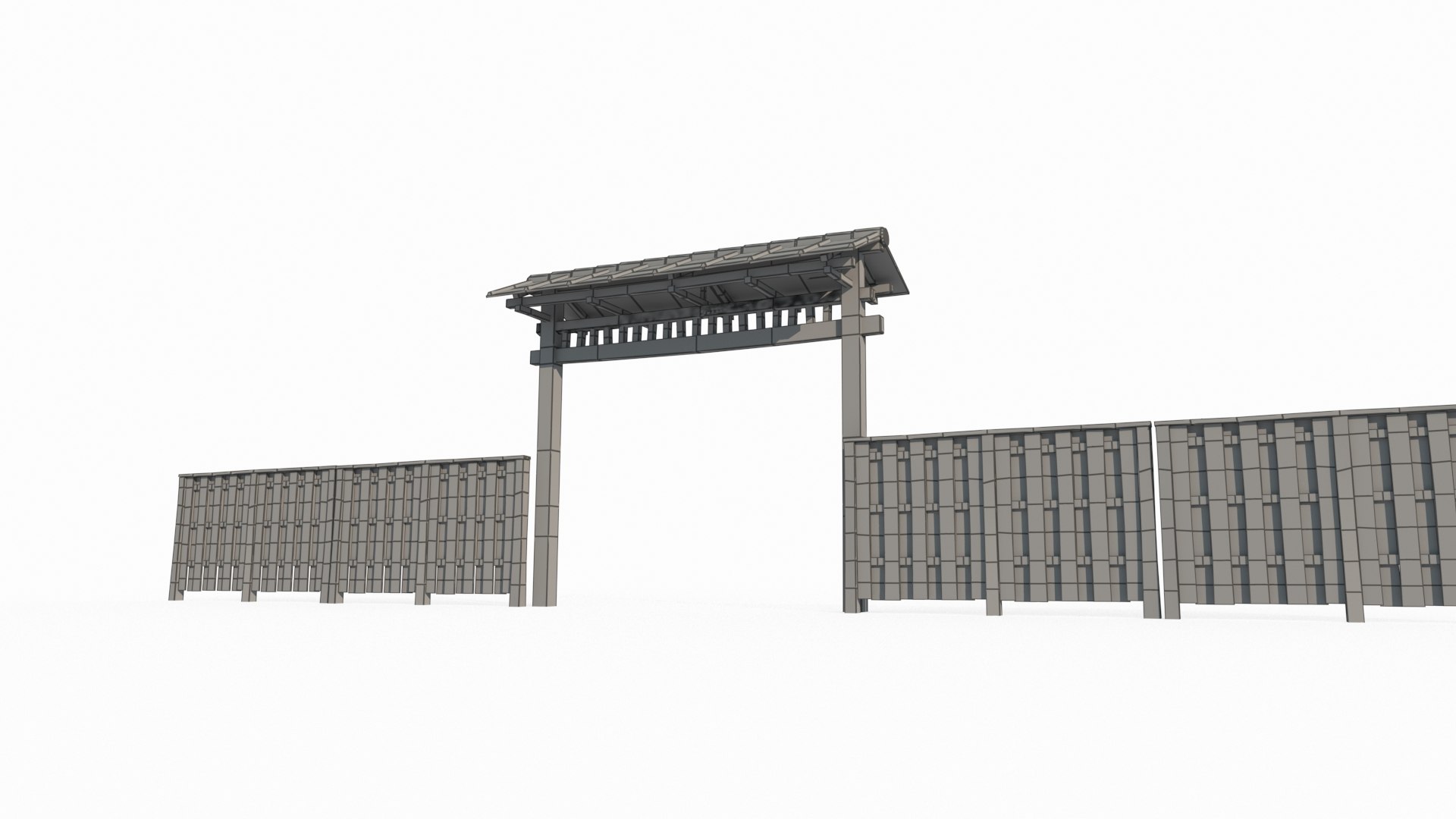 3D Gate Of Asian Ancient Architecture Courtyard - TurboSquid 2341167