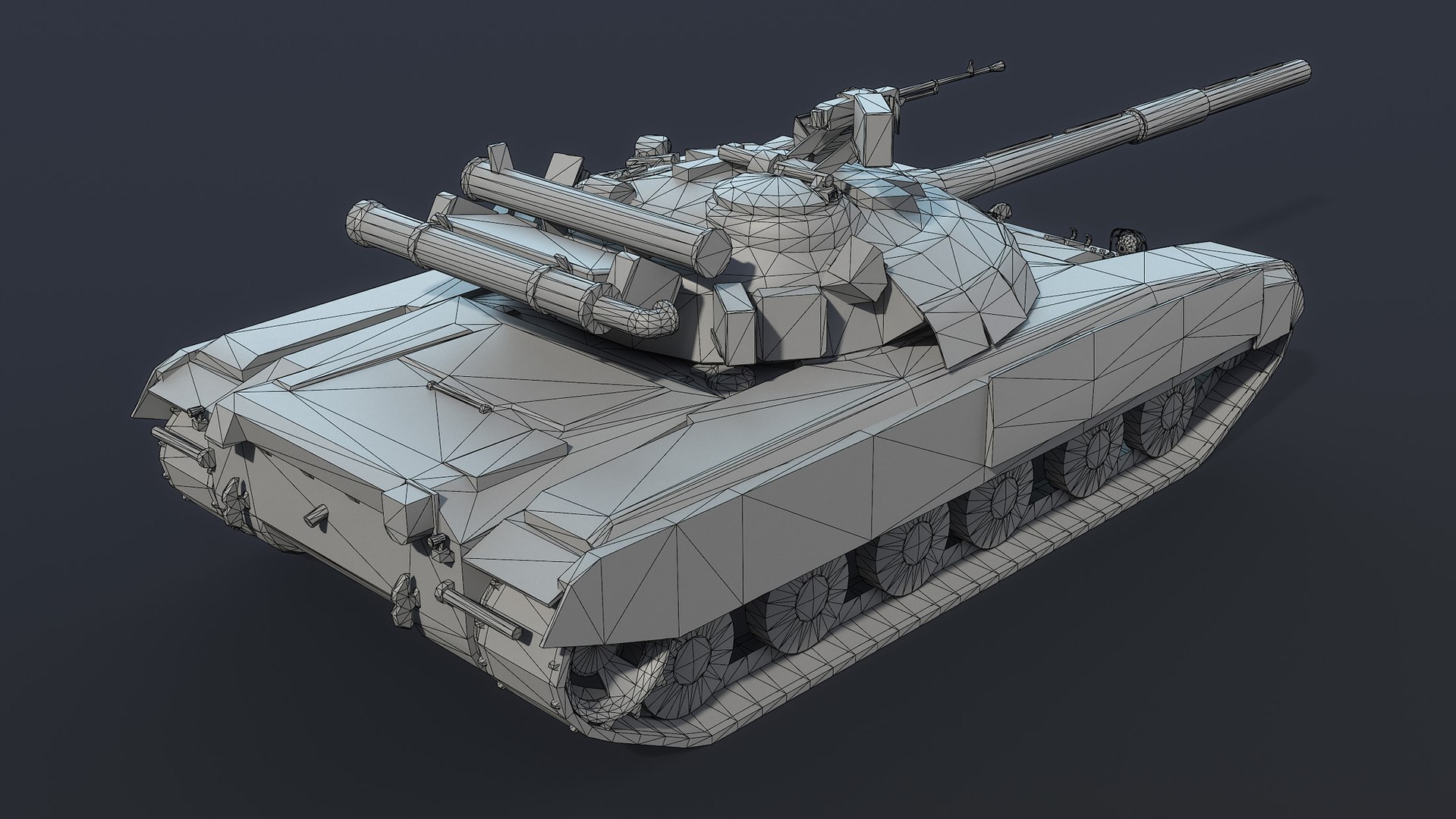 Low-poly Battle Tank T-64 3d Max