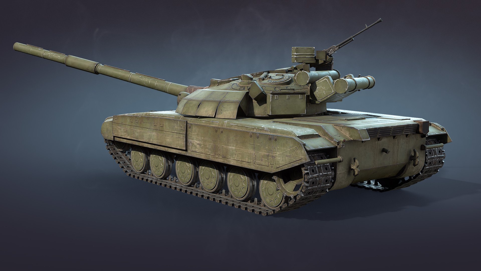 Low-poly Battle Tank T-64 3d Max