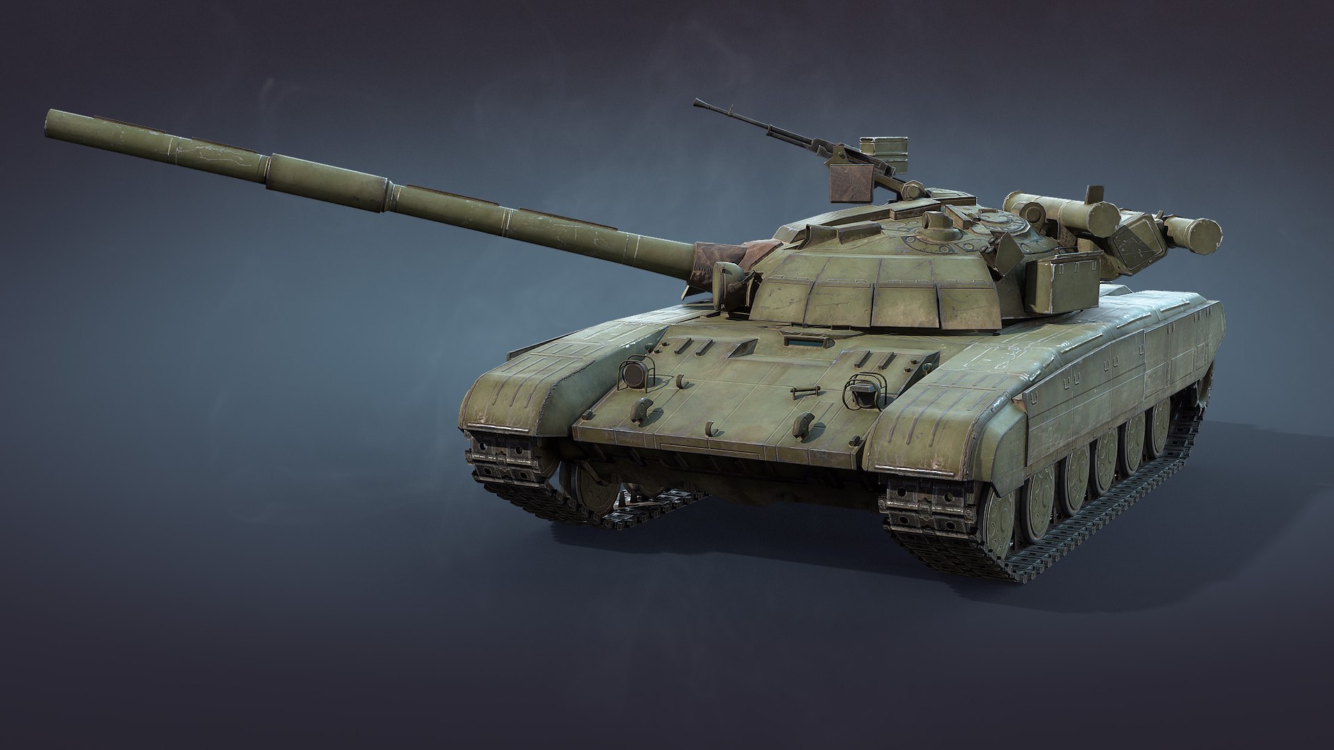 Low-poly Battle Tank T-64 3d Max