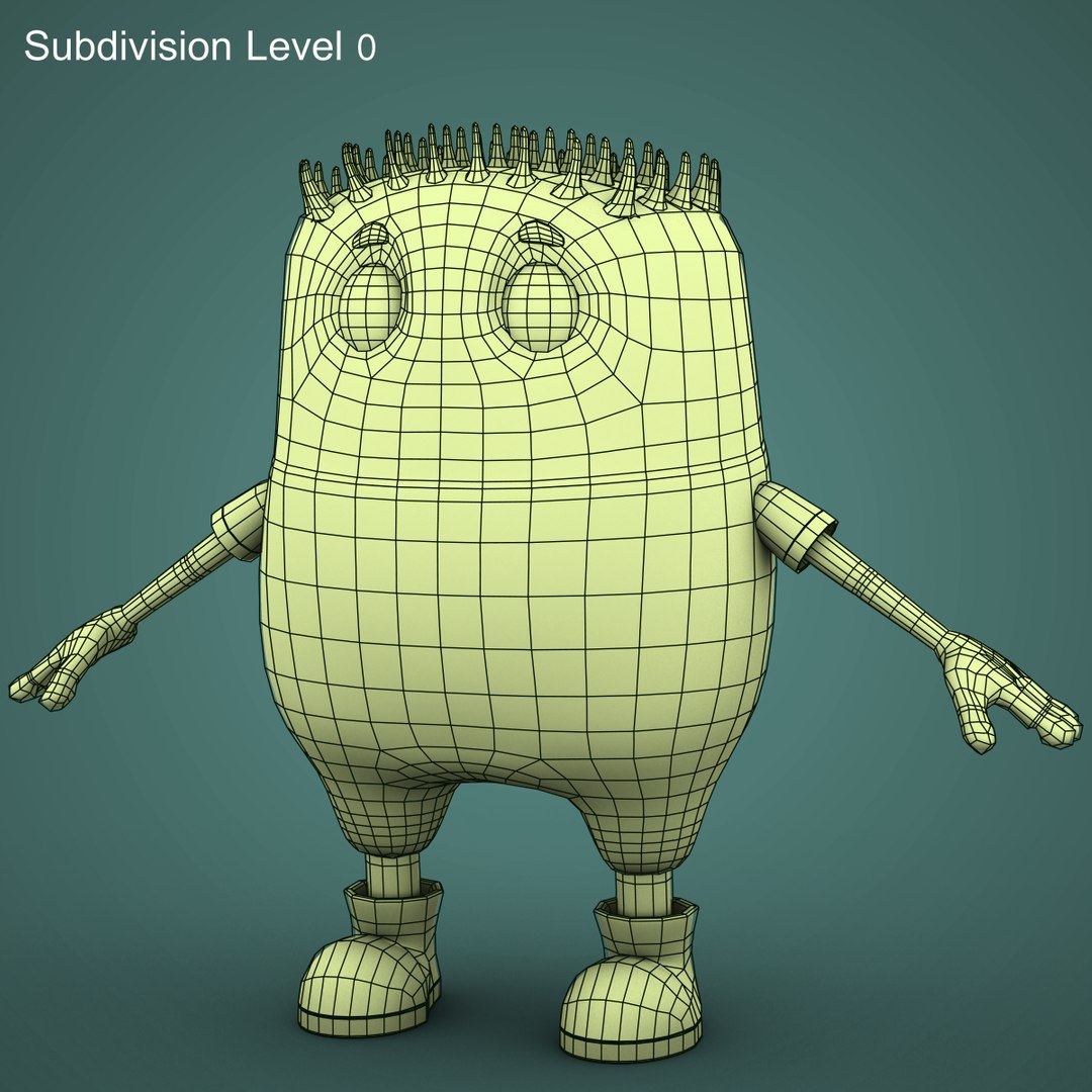 low-poly rigged character bean 3ds