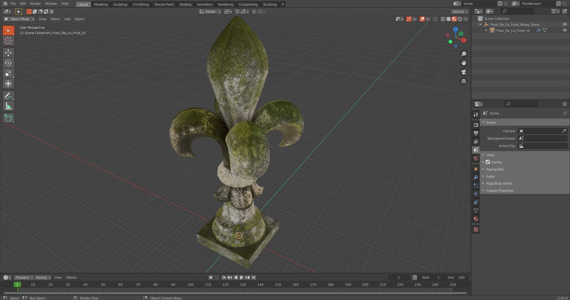 3D Fleur De Lis Finial Mossy Stone For 3D Print Model - TurboSquid 2280267
