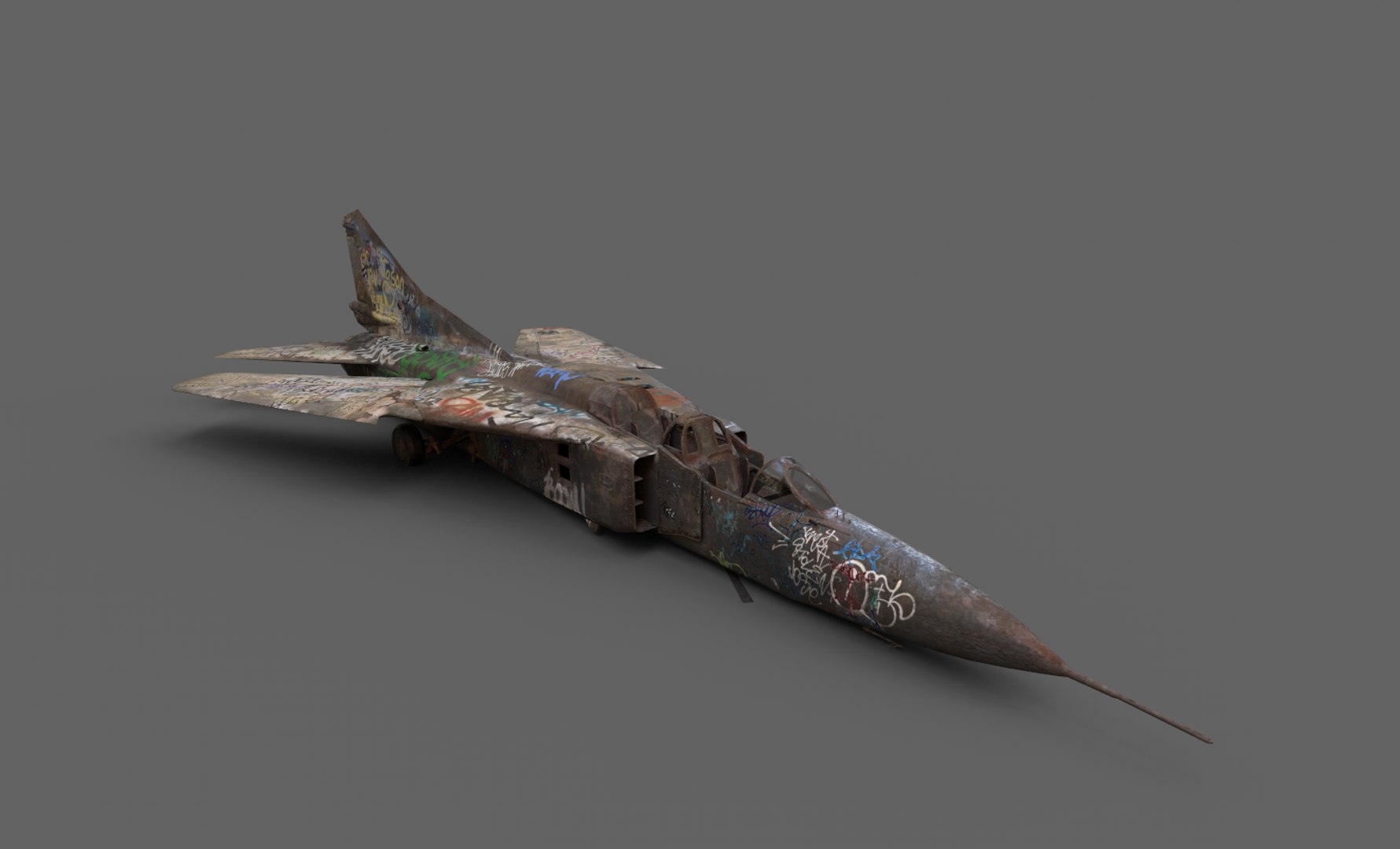 Abandoned WarPlane With Graffiti Model - TurboSquid 1823150