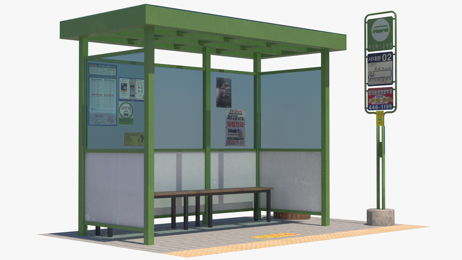 3D Model Korean Bus Stop - TurboSquid 2252864