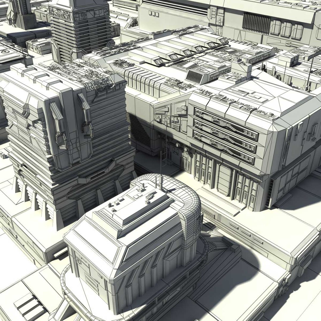 3d model sci fi futuristic city