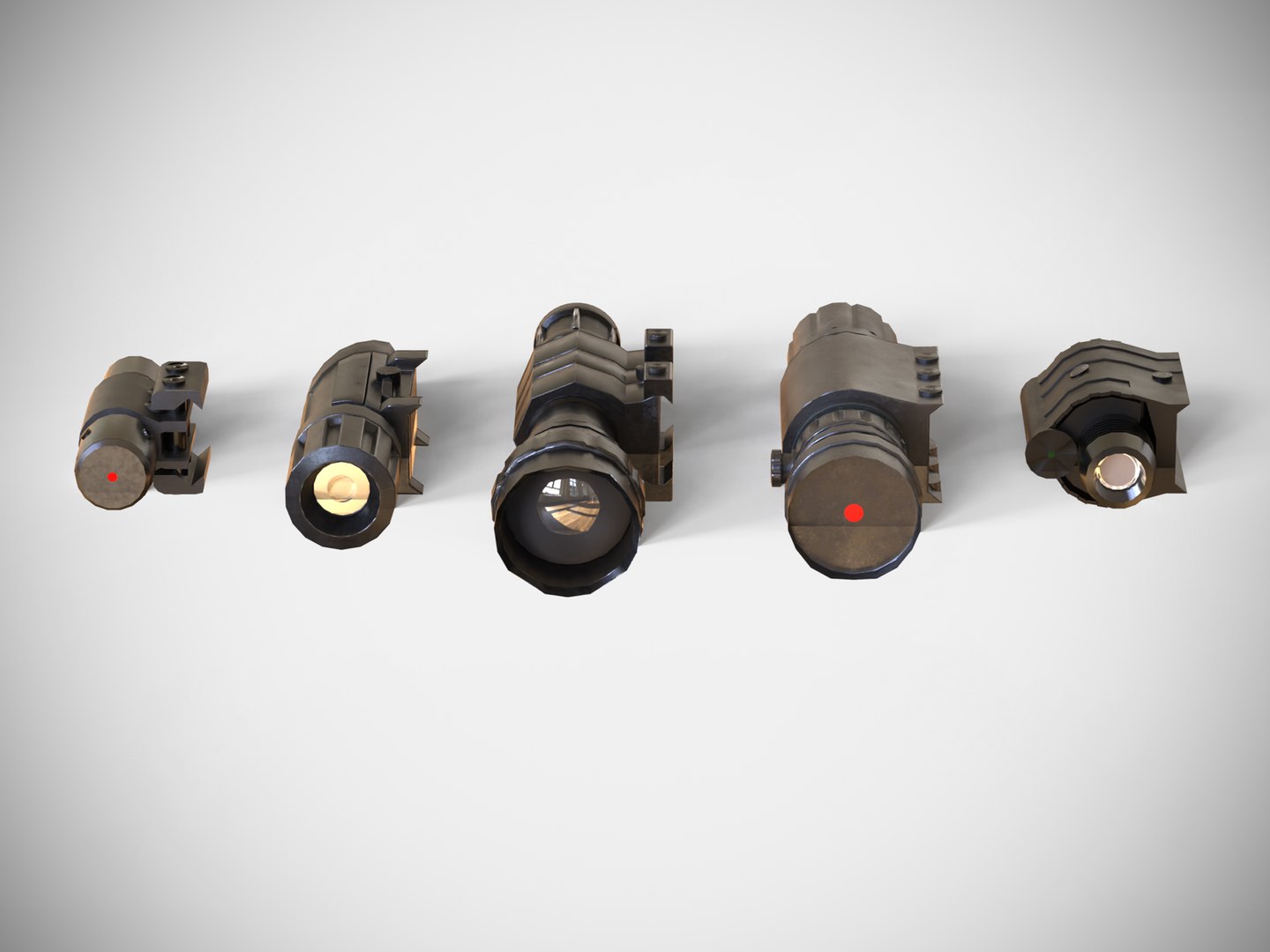 3D Rail Attachments Pack - Laser Sights - Flash Lights - PBR - Weapon ...
