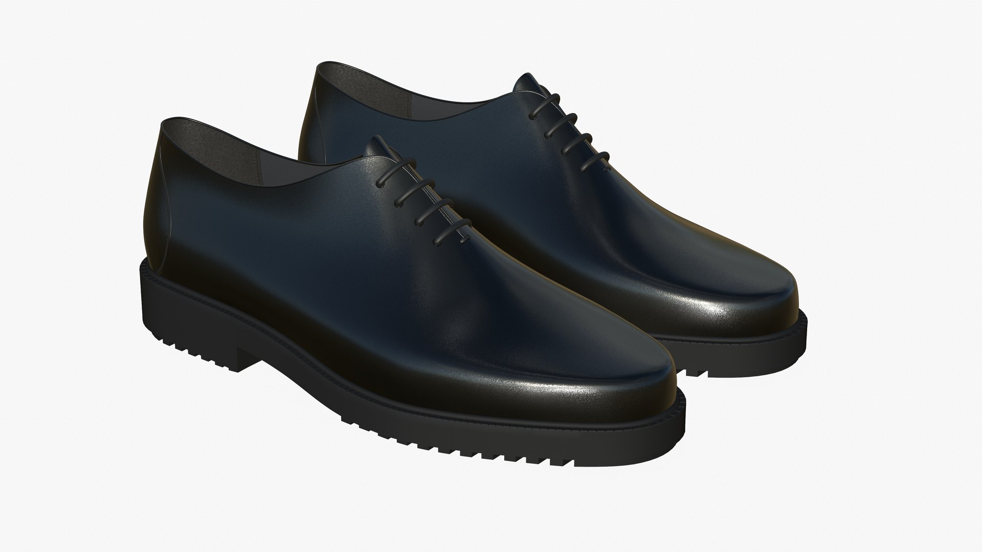 Leather Shoes Realistic Lace Up Black 3D model - TurboSquid 1950587