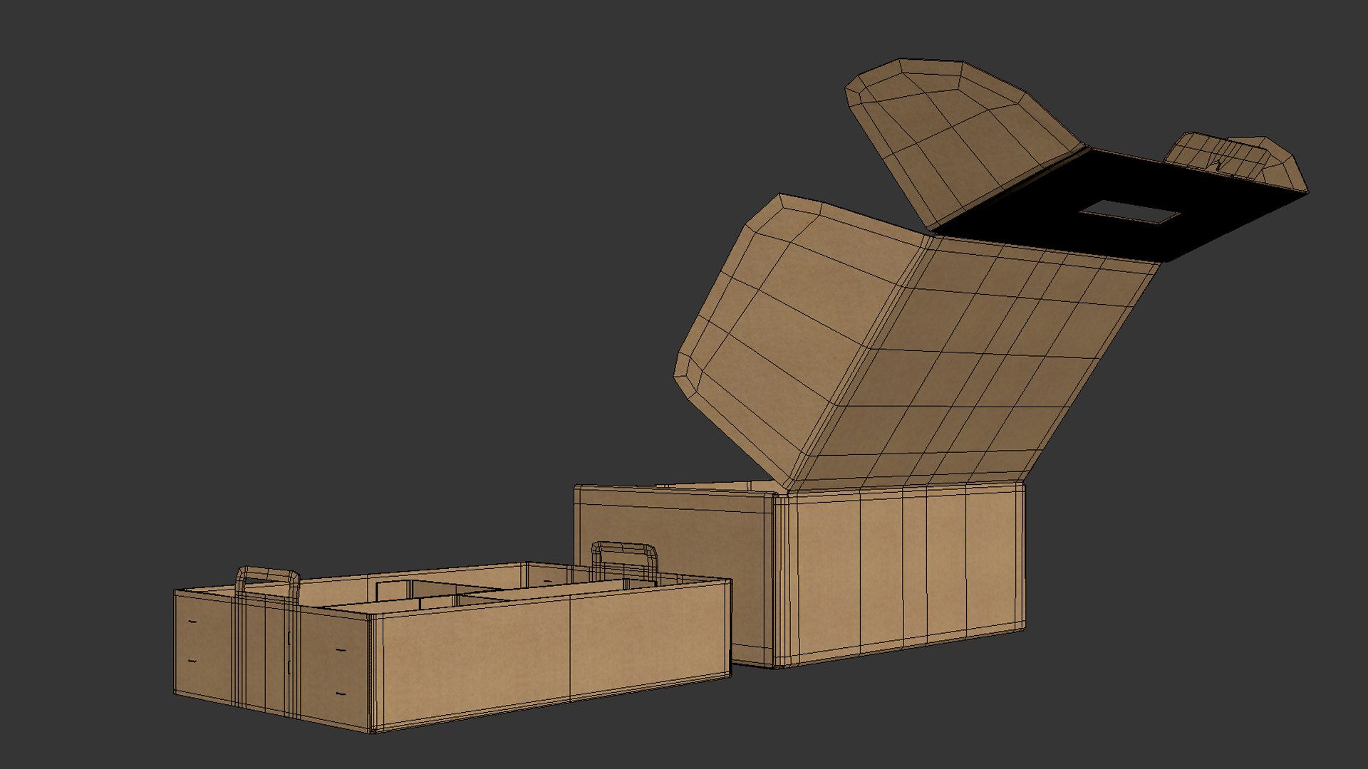 Opened Cardboard Box With Plastic Handle 3D Model - TurboSquid 1757419