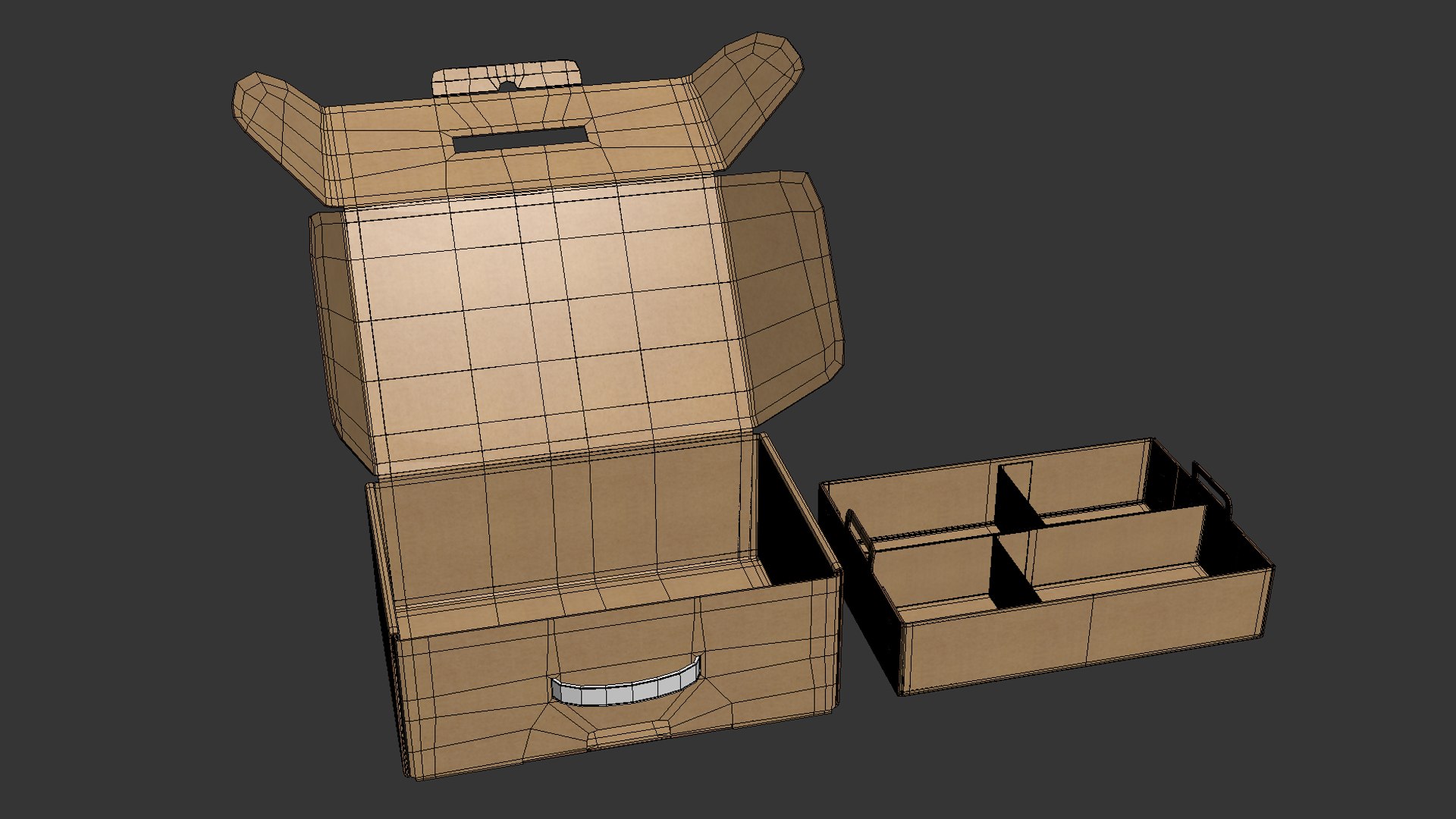 Opened Cardboard Box With Plastic Handle 3D Model - TurboSquid 1757419