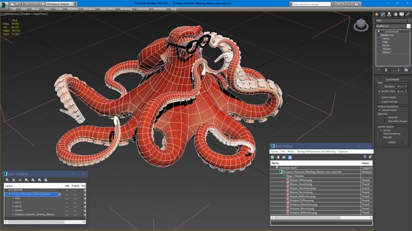 Octopus Character Wearing Glasses 3D - TurboSquid 1971814