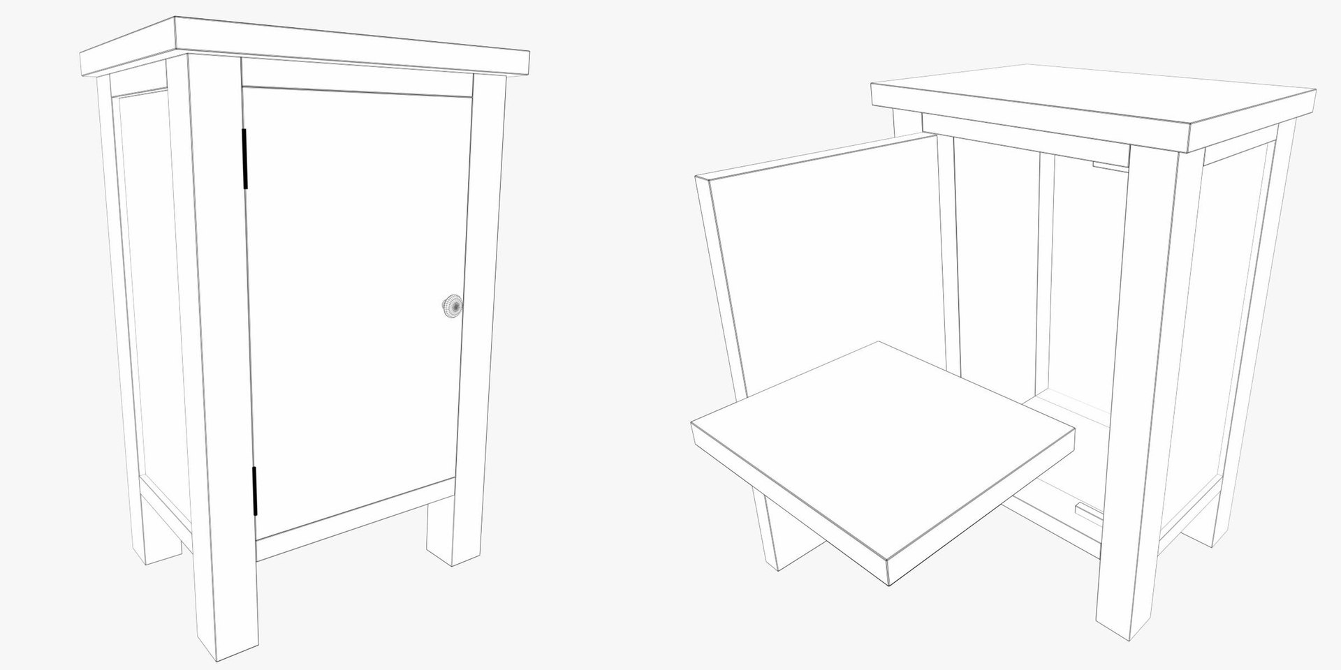 3D Small 1 Door Cabinet Model - TurboSquid 2080592