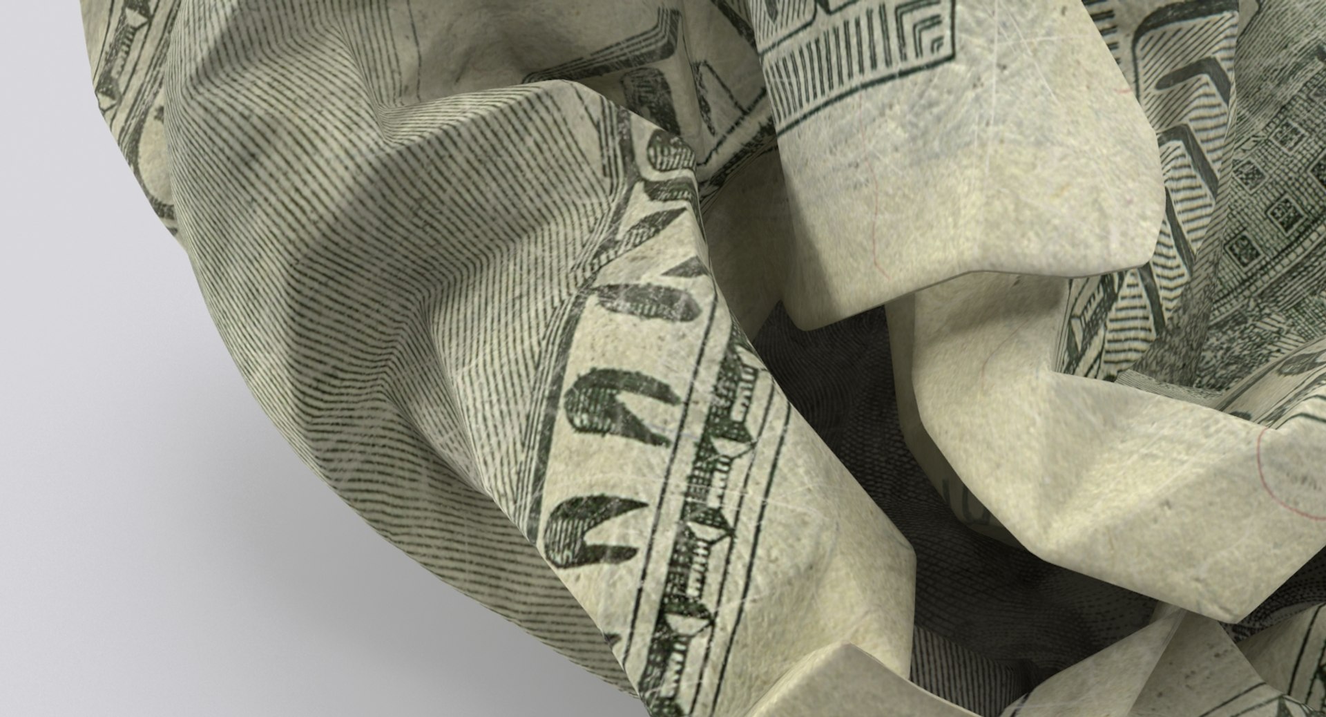 100 Dollar Bill Crumpled 3d Model