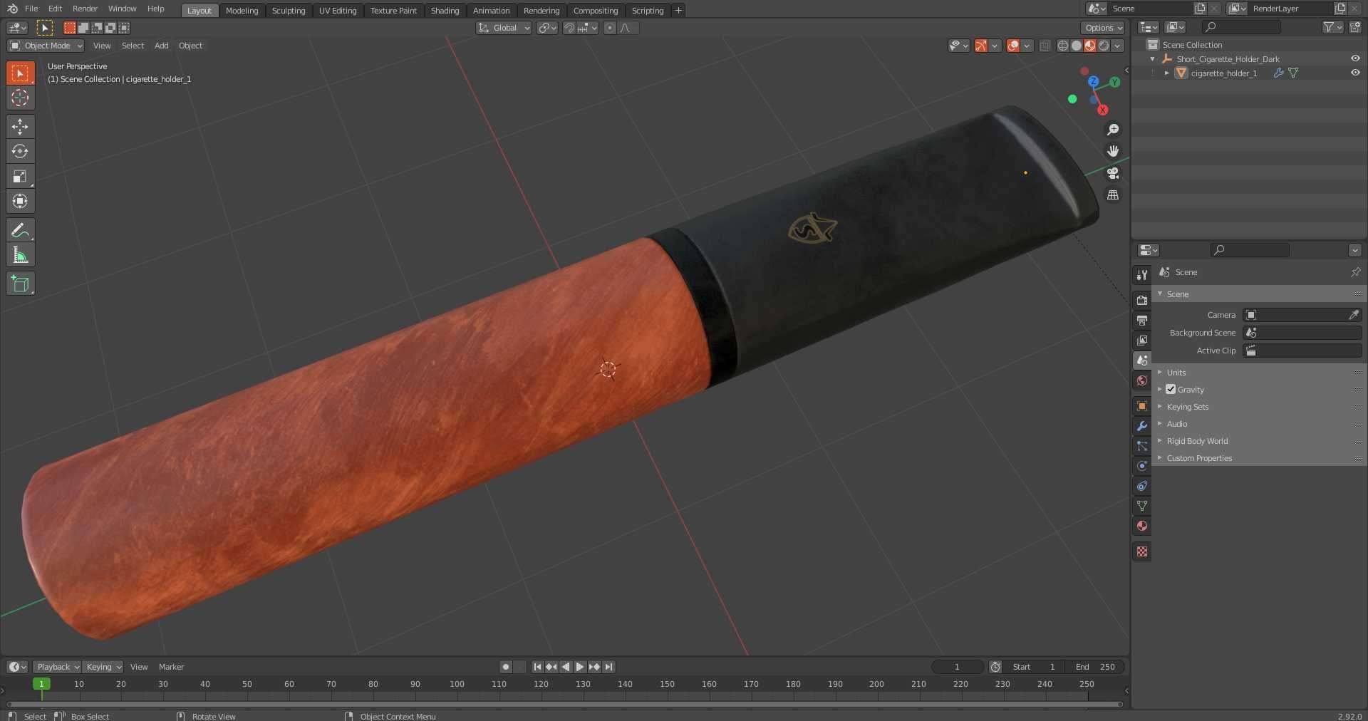 Short Cigarette Holder Dark 3D Model - TurboSquid 2211521