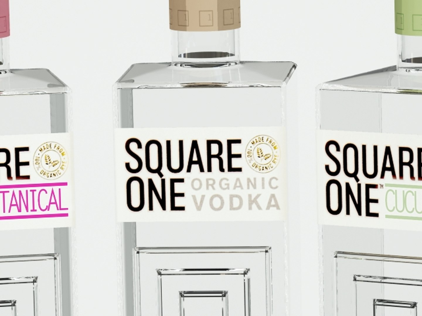 Square Vodka Bottles 3d Model
