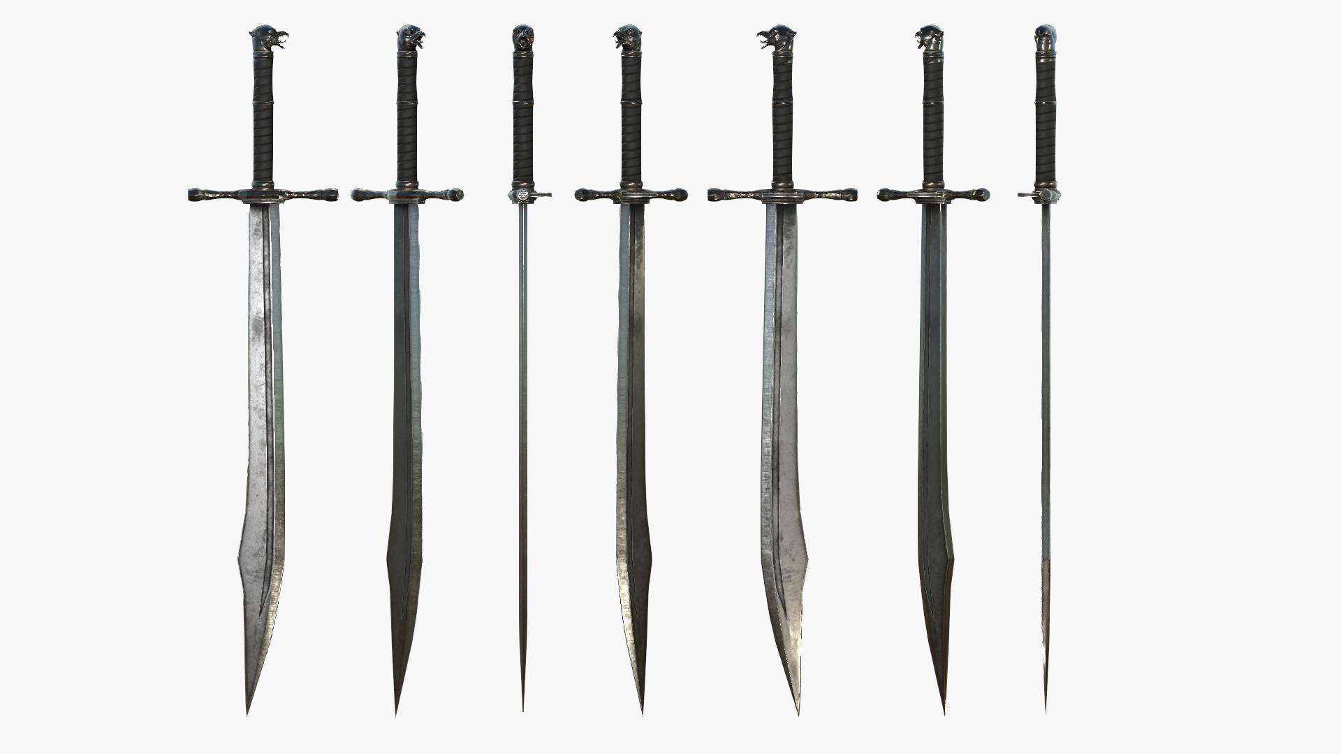 3D model Fantasy Sword RPG German Grosse Messer Single Edge Knife Great ...