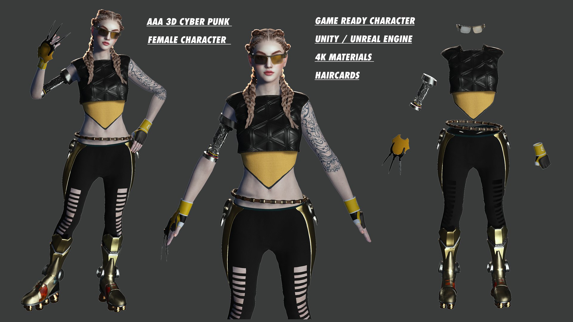 3D Cyber Punk Female Character 11 model - TurboSquid 1888512
