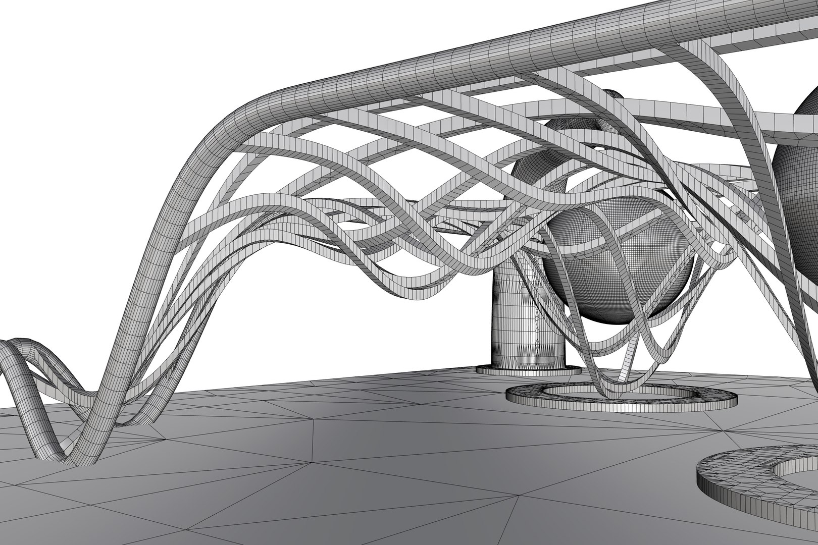 Scifi Wavy Beams Structure 3D Model - TurboSquid 1968707