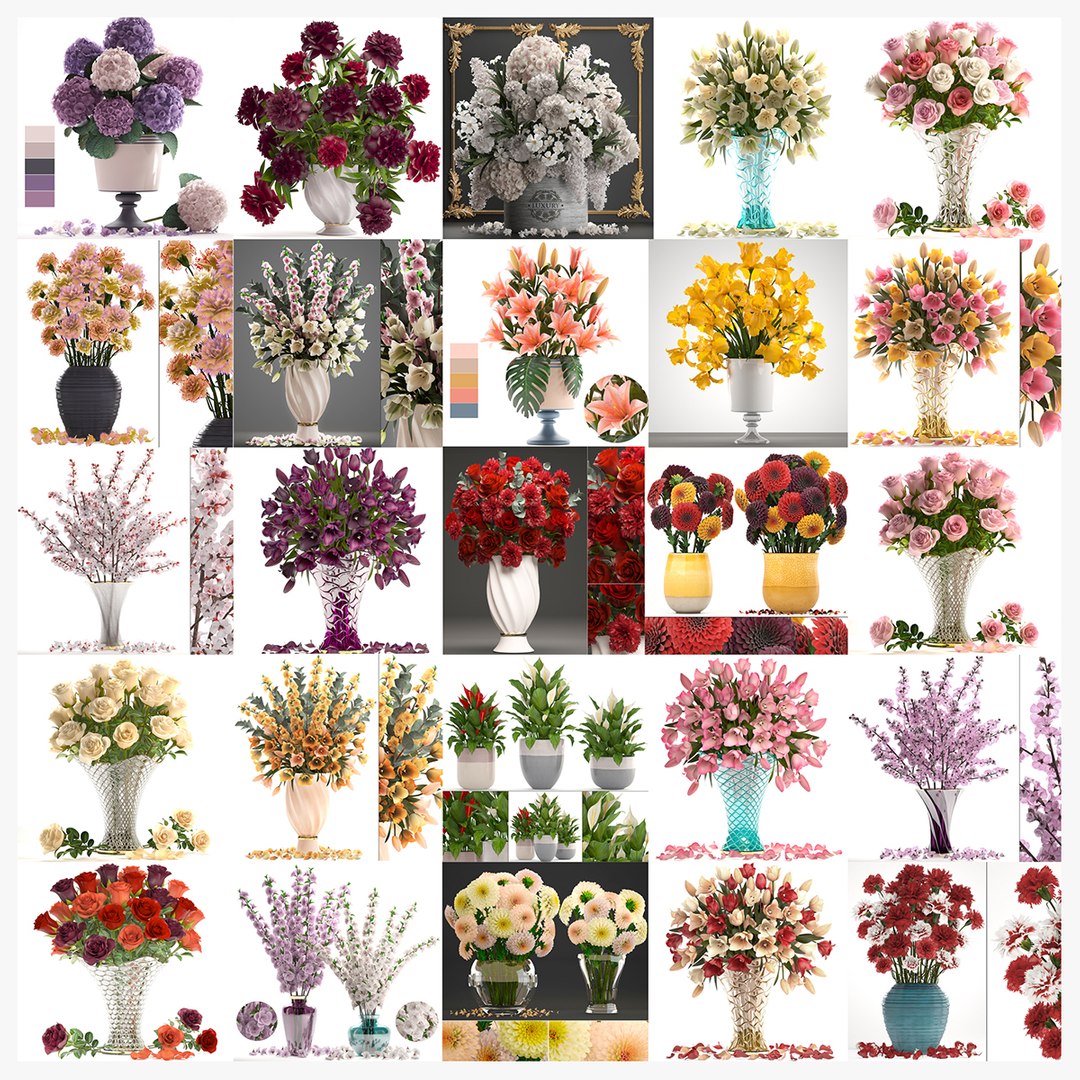 3D Collection Of Bouquets 30 Pieces Model - TurboSquid 1780751