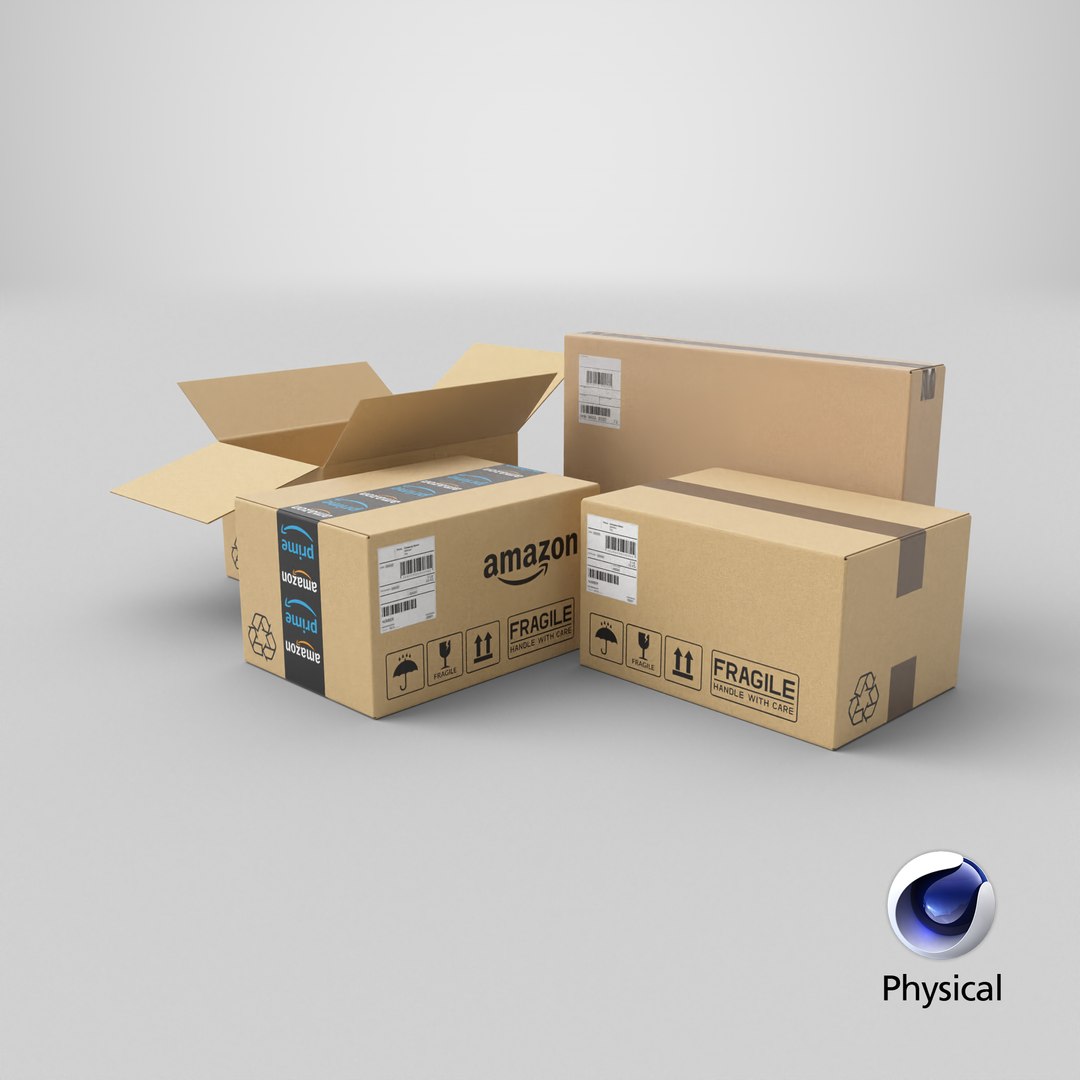 3D Detailed Amazon Cardboard Box - TurboSquid 2182645