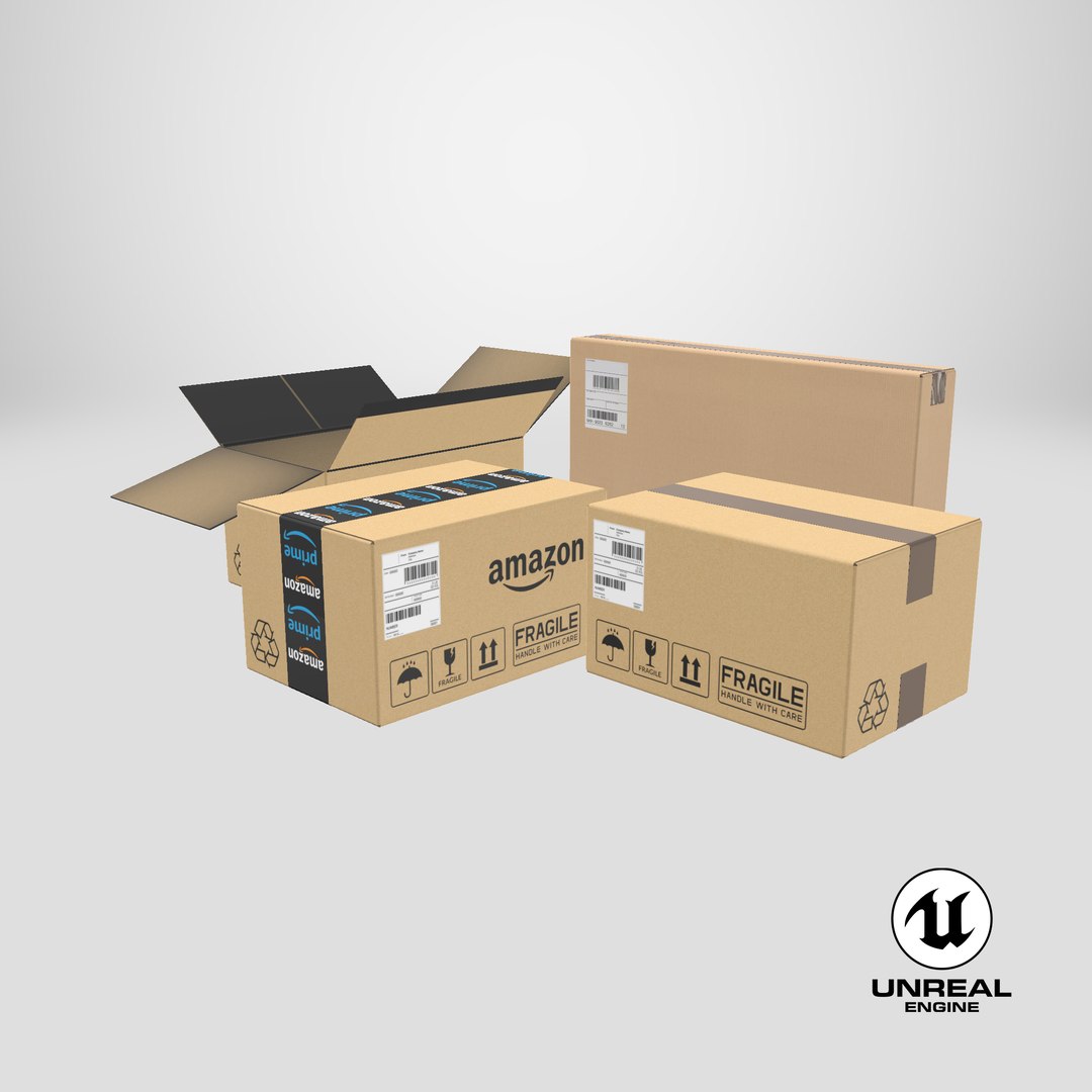3D Detailed Amazon Cardboard Box - TurboSquid 2182645