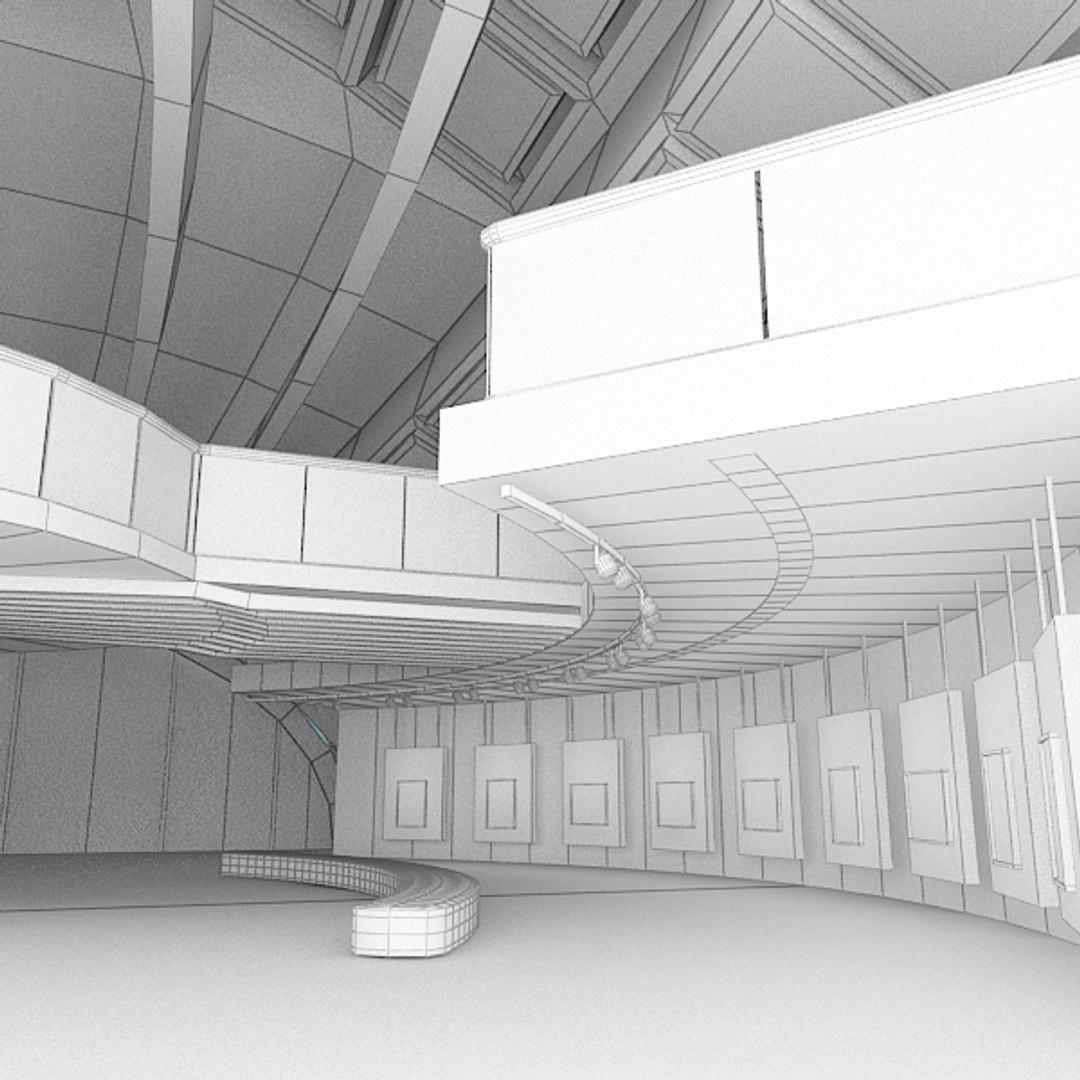 modern art gallery scene 3d 3ds