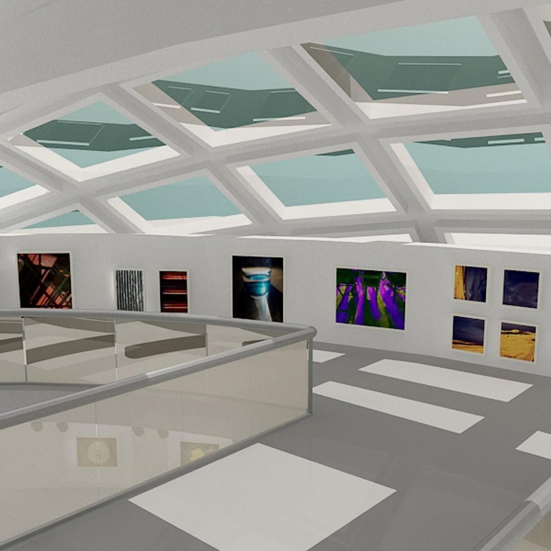Modern Art Gallery Scene 3d 3ds