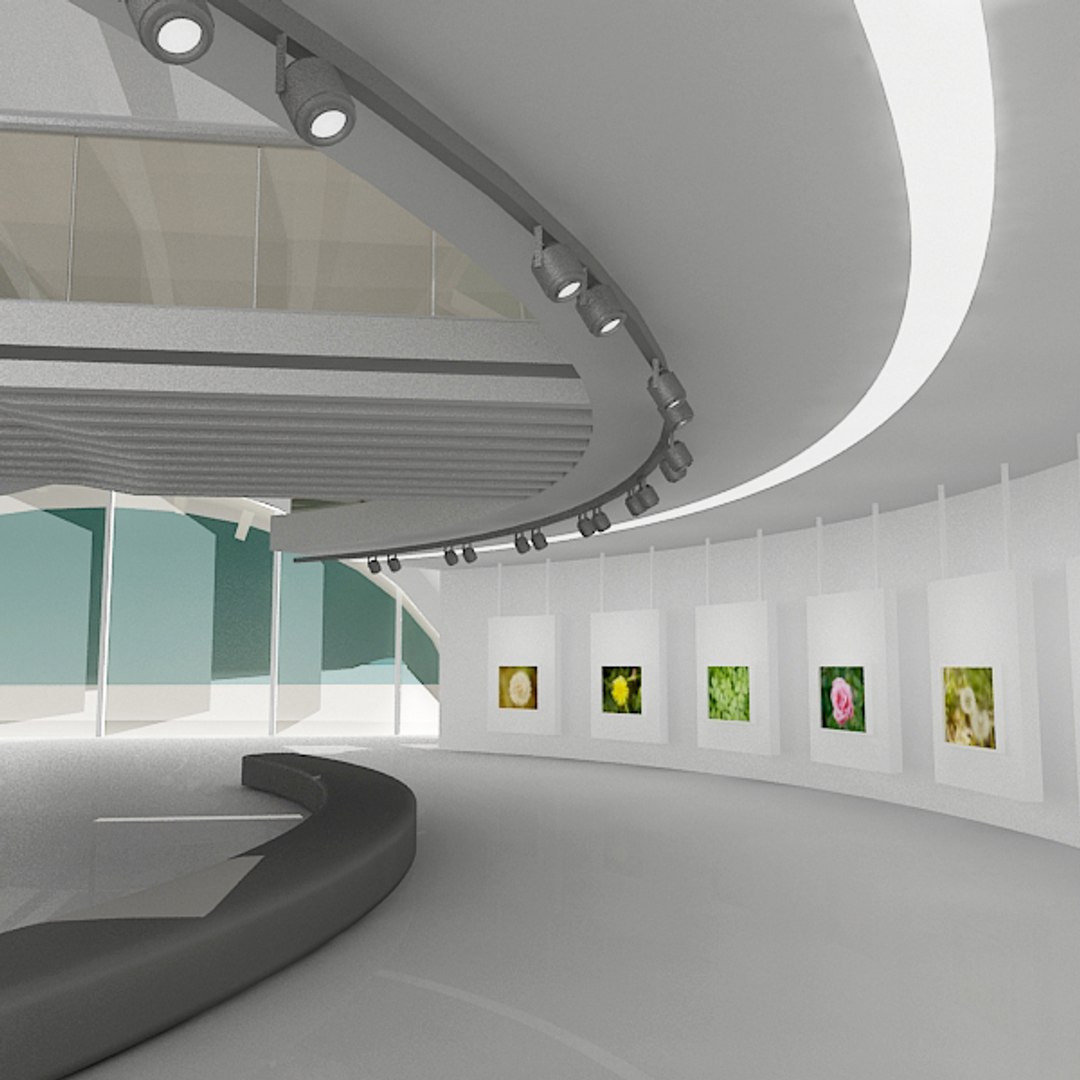 Modern Art Gallery Scene 3d 3ds