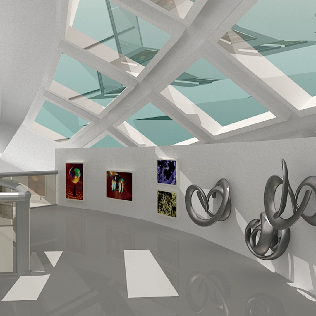 Modern Art Gallery Scene 3d 3ds