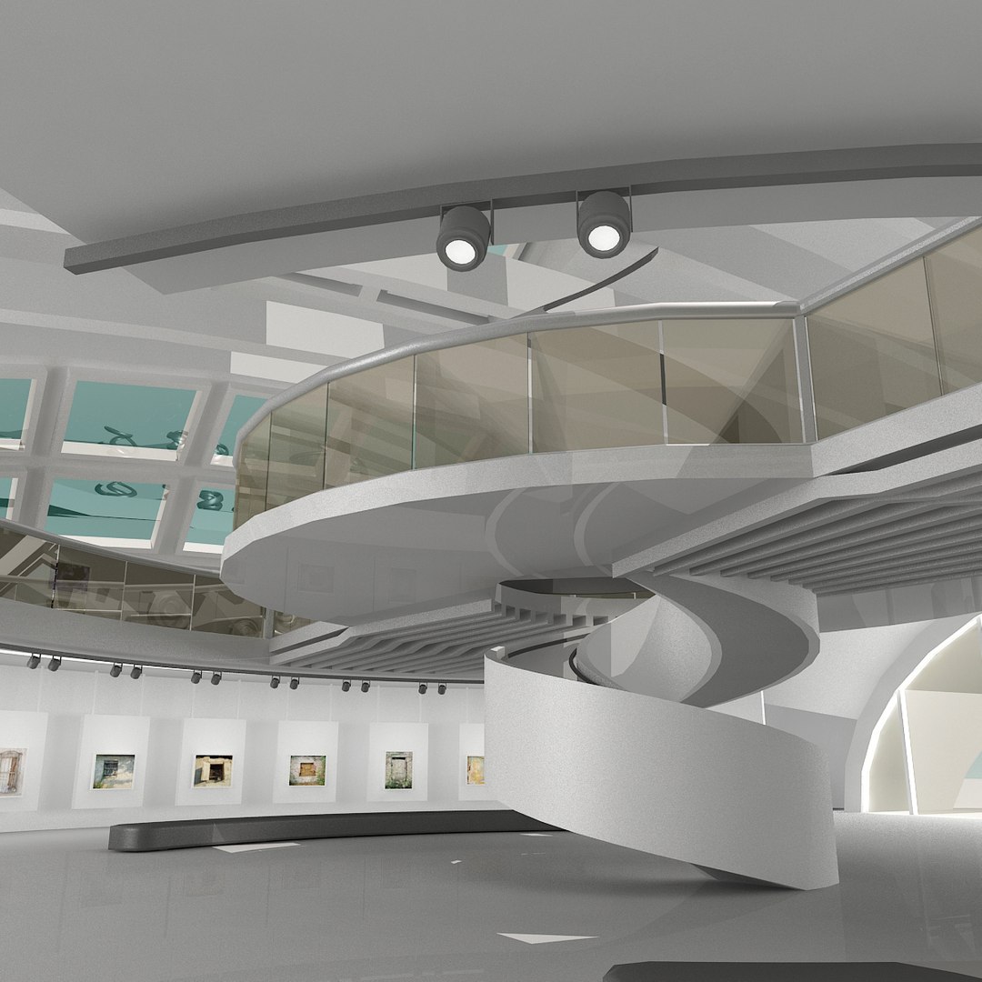 Modern Art Gallery Scene 3d 3ds