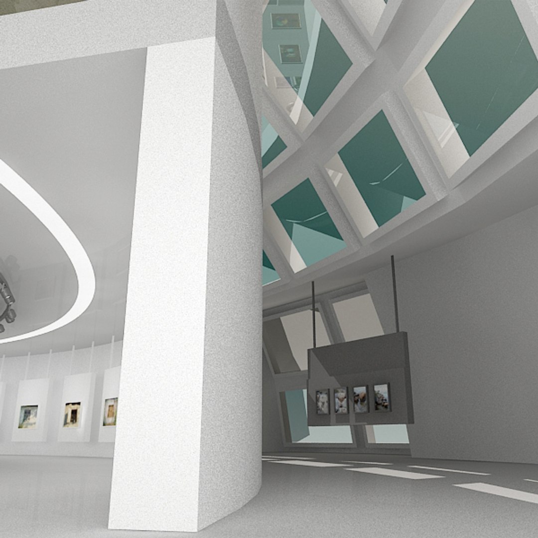 modern art gallery scene 3d 3ds