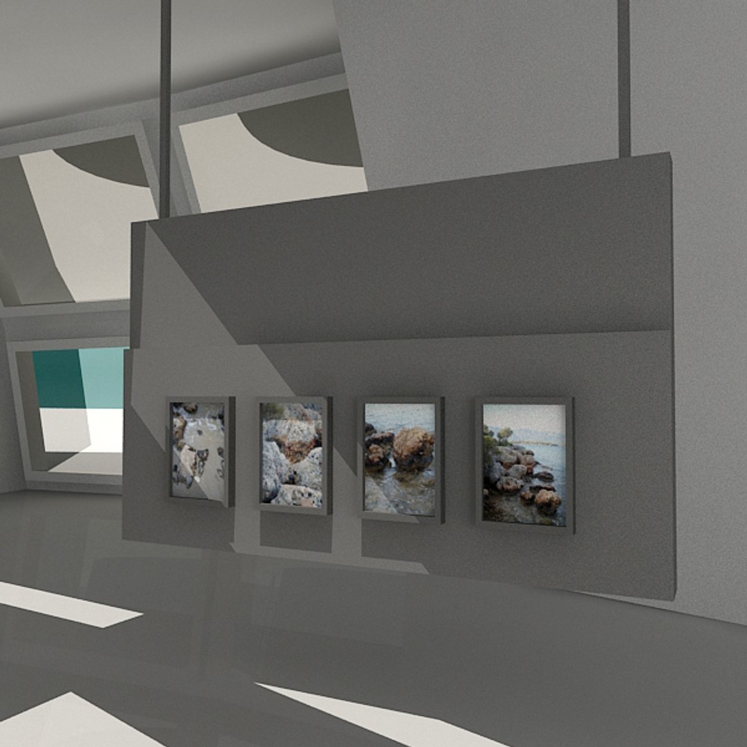 modern art gallery scene 3d 3ds