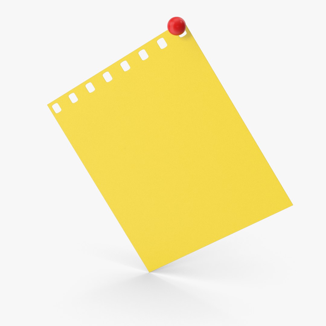 3D Paper With Push Pin model - TurboSquid 1871975