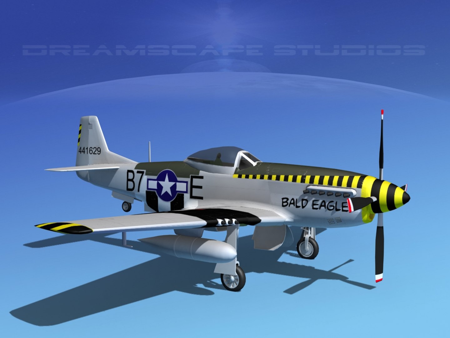 3d P-51d Cockpit Propeller Model