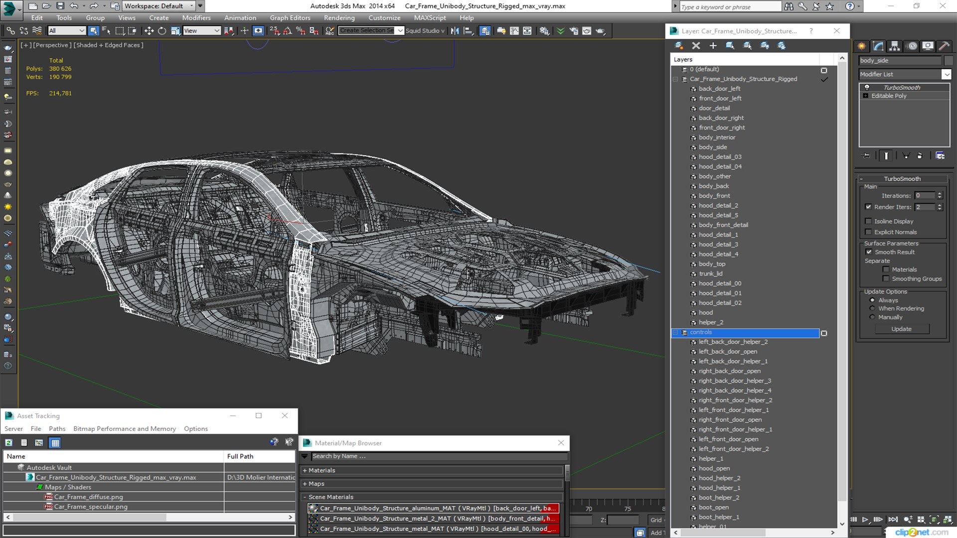 3D Model Car Frame Unibody Structure Rigged - TurboSquid 2212778
