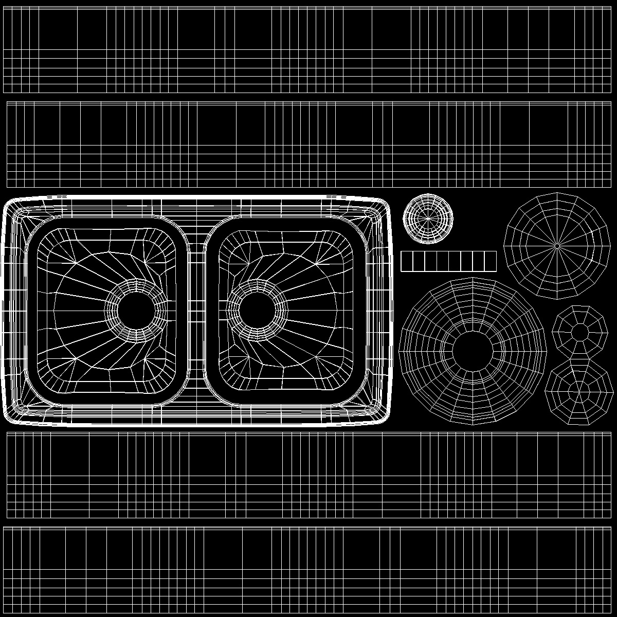 Double Bowl Integrated Kitchen Sink model - TurboSquid 1726056