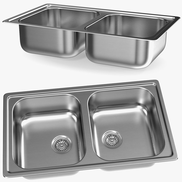 Double Bowl Integrated Kitchen Sink model - TurboSquid 1726056