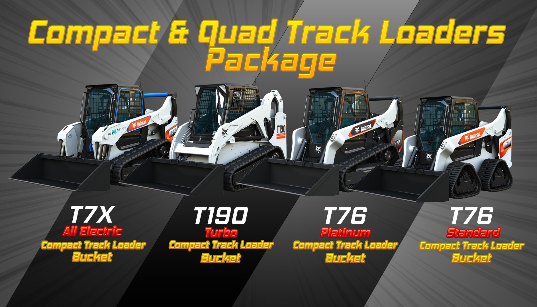 3D Compact and Quad Track Loaders Package - 4 Items - TurboSquid 2154144