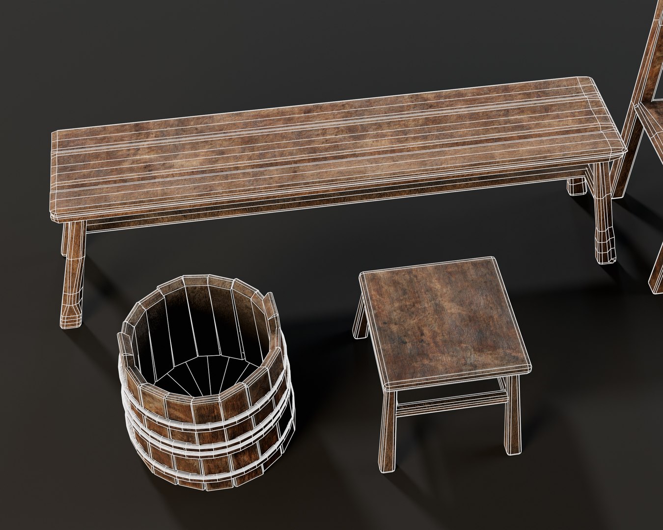 3D Medieval Rustic Furniture Set - TurboSquid 2354984