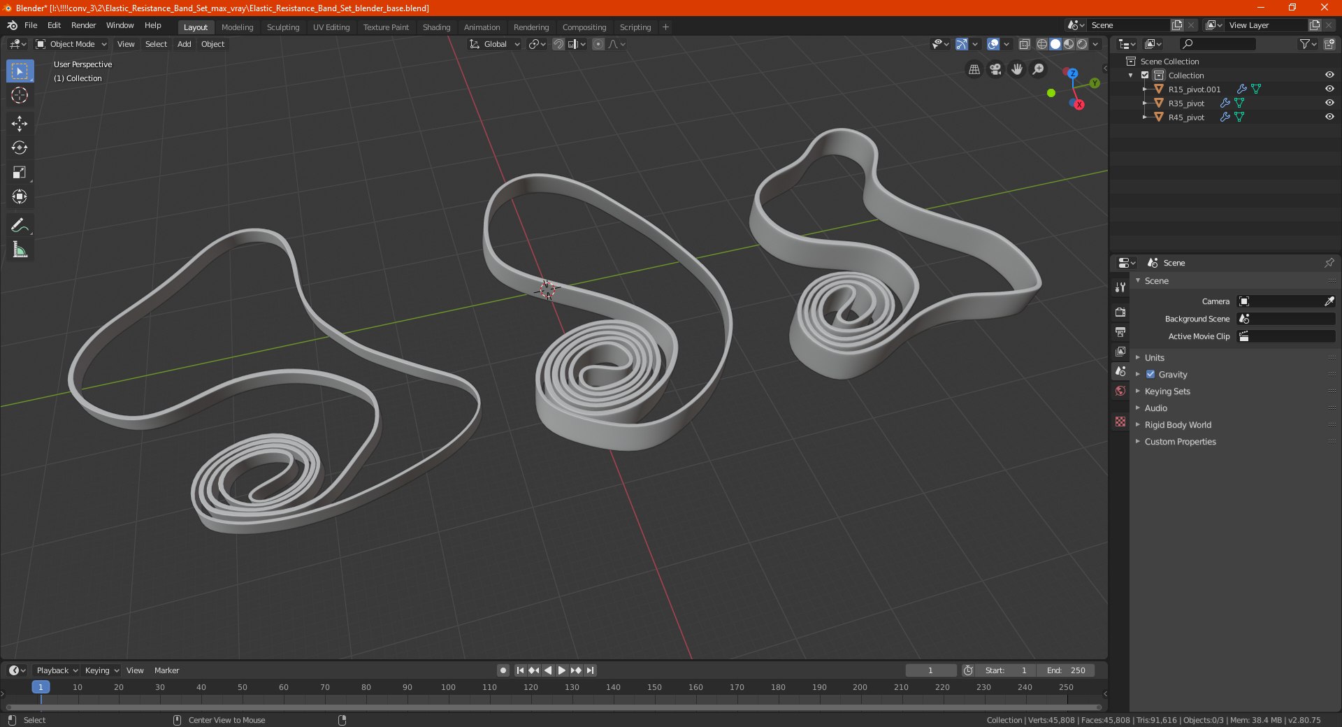 3D elastic resistance band set - TurboSquid 1618975