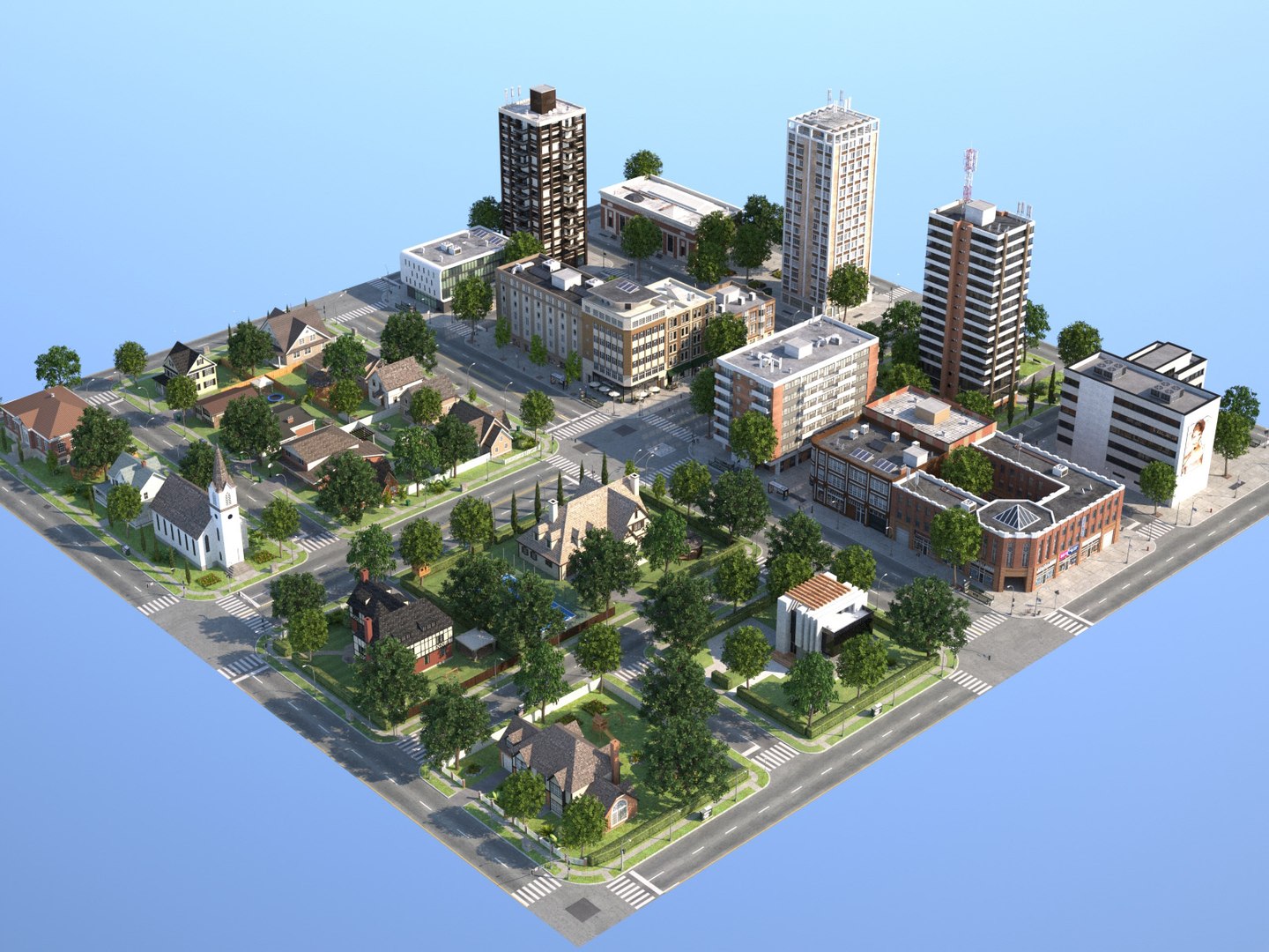 Town Suburb 3d Max