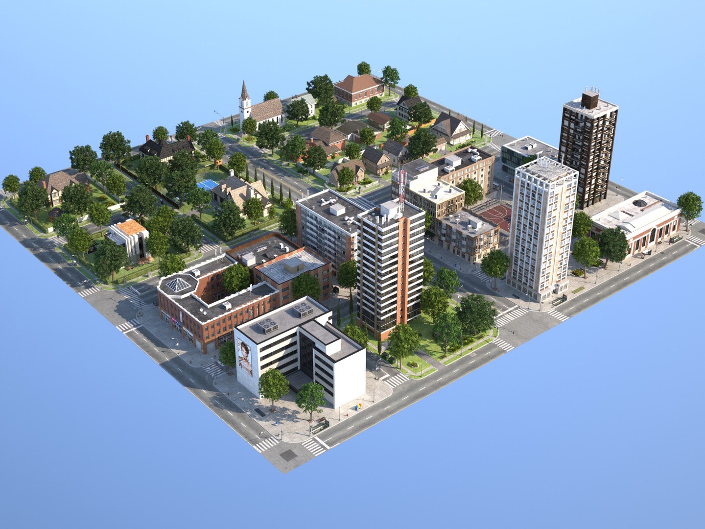 Town Suburb 3d Max