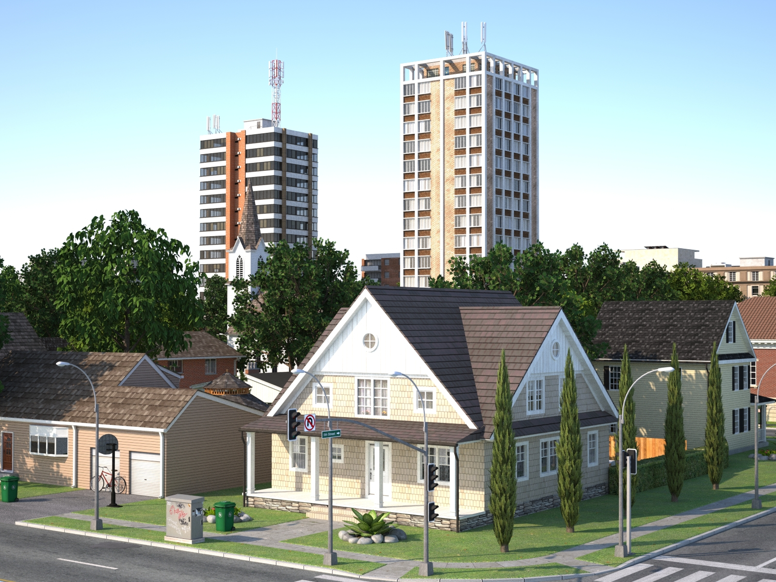 town suburb 3d max