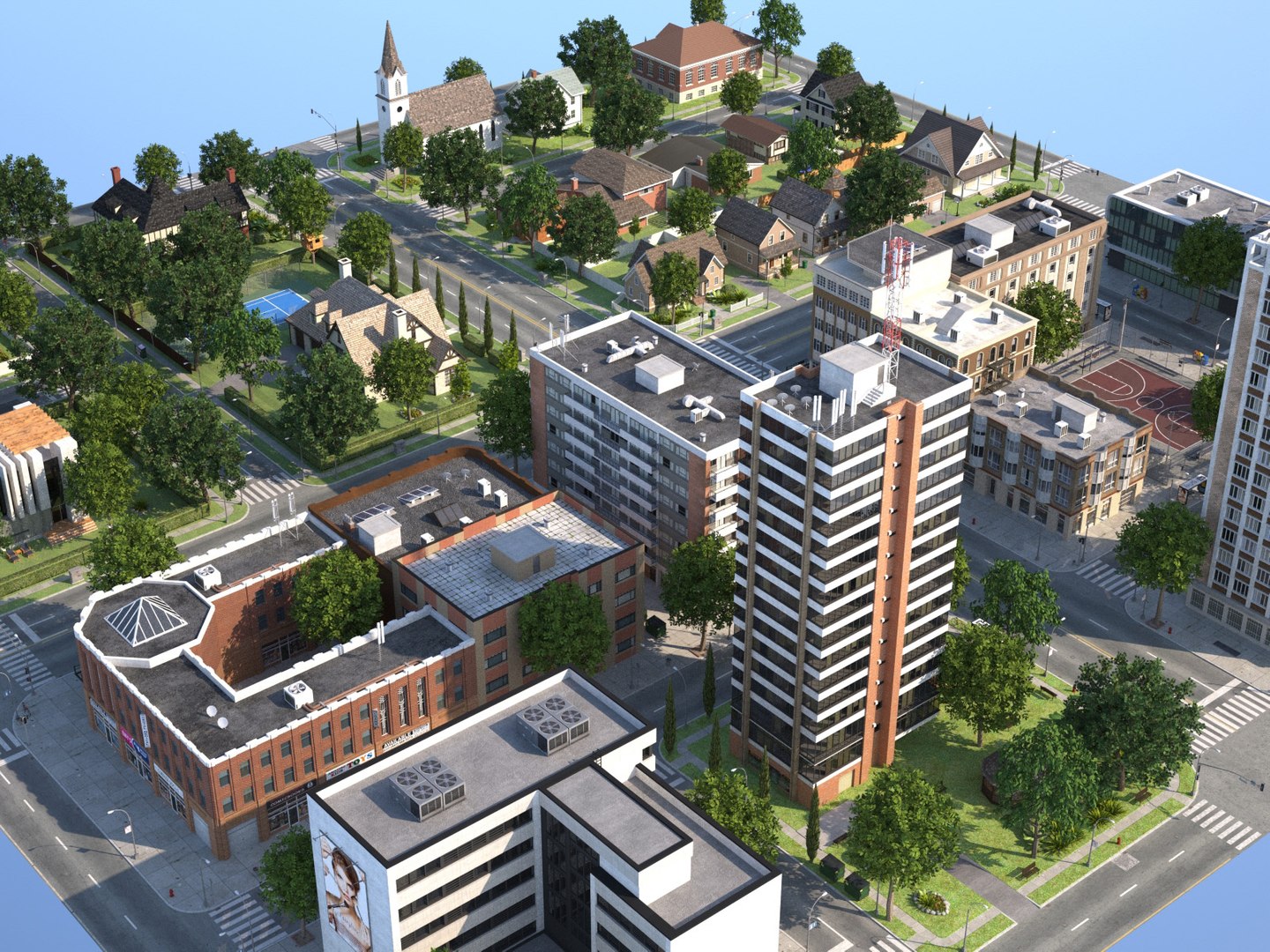 Town Suburb 3d Max