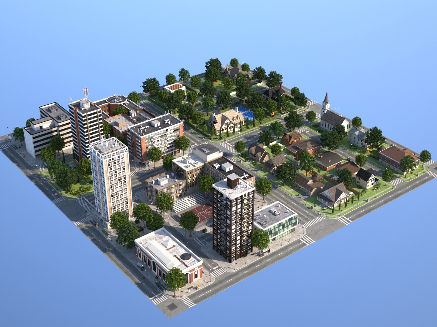Town Suburb 3d Max