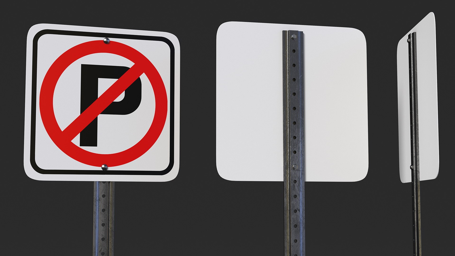 Standard No Parking Sign 3D Model - TurboSquid 2202624