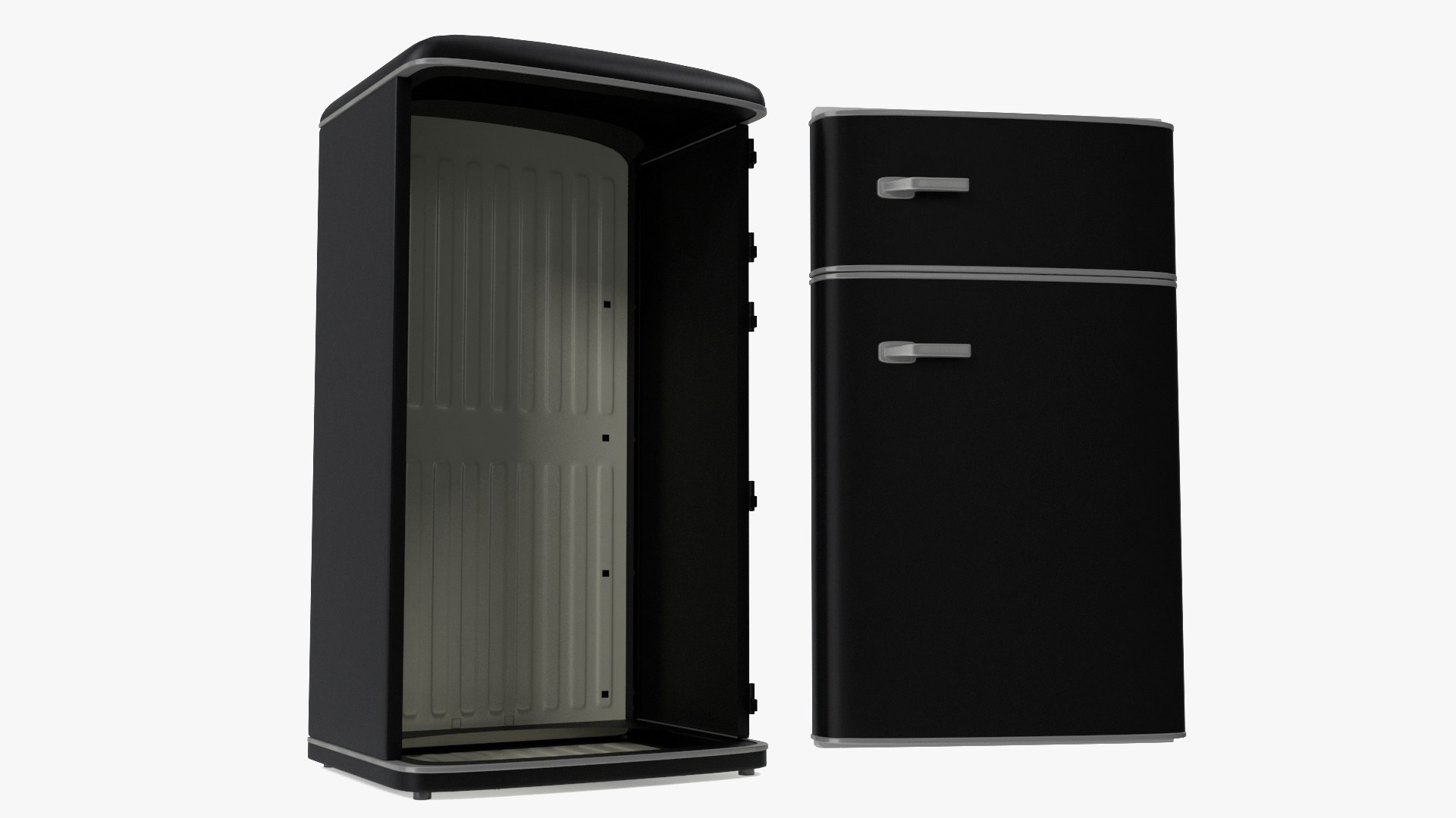 Retro Top Mount Fridge Freezer Black Model - TurboSquid 2153006