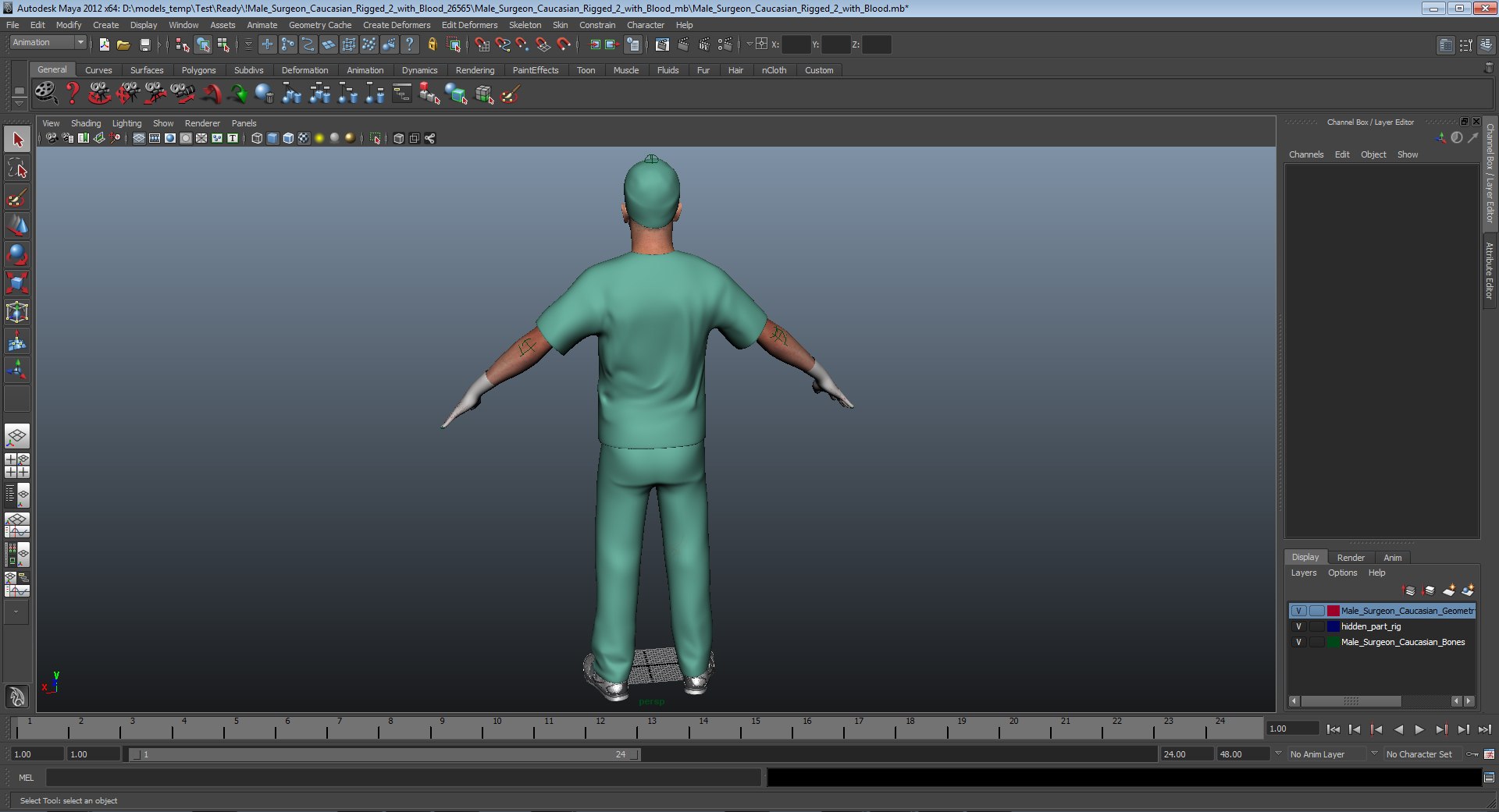 male surgeon caucasian rigged 3d model
