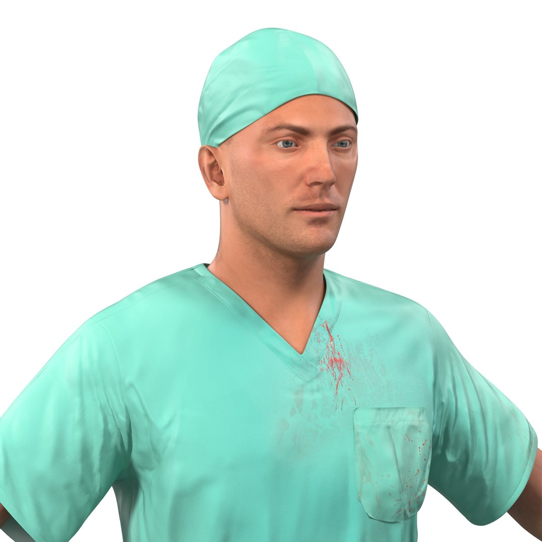 male surgeon caucasian rigged 3d model