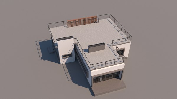 3D modern flat roof house - TurboSquid 1954018