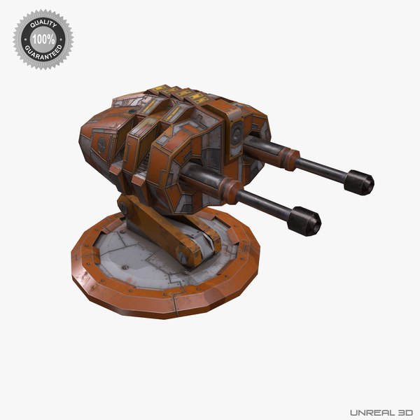 sci-fi turret gun low-poly obj